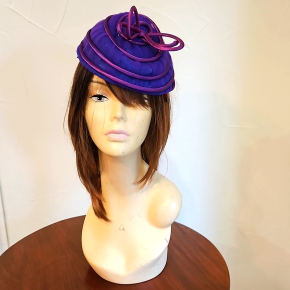 Vintage | Accessories | Vintage Small Hat Purple Lace Caplet Small ...